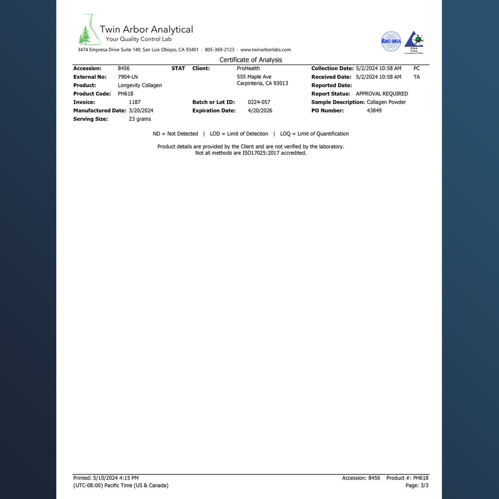 Longevity Collagen + TYPE I, II, III, V, & X Hydrolyzed Collagen Pepti ...