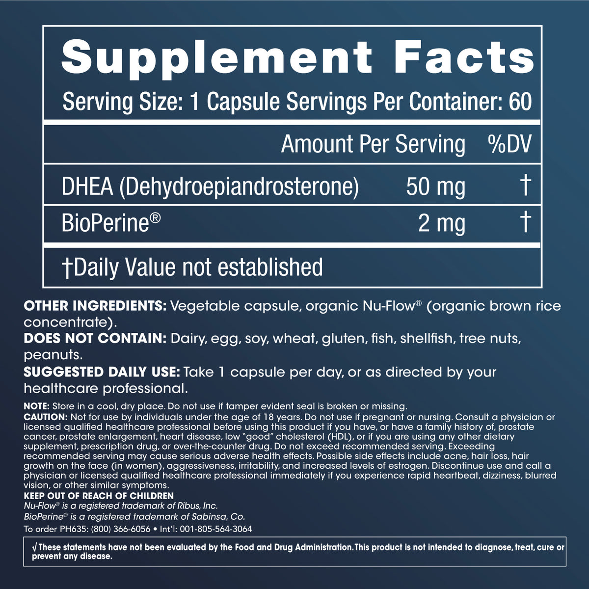 DHEA (60 caps) (30 50mg servings) | ProHealth.com
