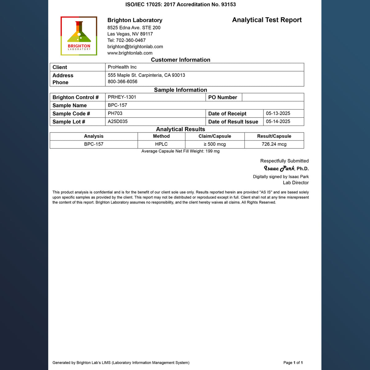 BPC-157 - 500 mcg, 60 capsules | ProHealth.com